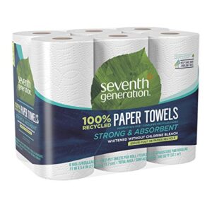 Seventh Generation Paper Towels, 100% Recycled Paper, 2-Ply, 6-Count (Pack of 4)