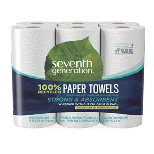 Seventh Generation Paper Towels, 100% Recycled Paper, 2-Ply, 6-Count (Pack of 4)