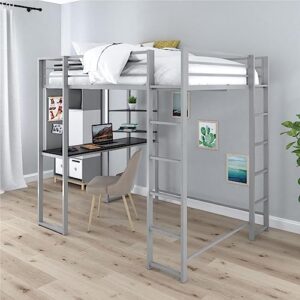 dhp adobe loft bed, silver, full