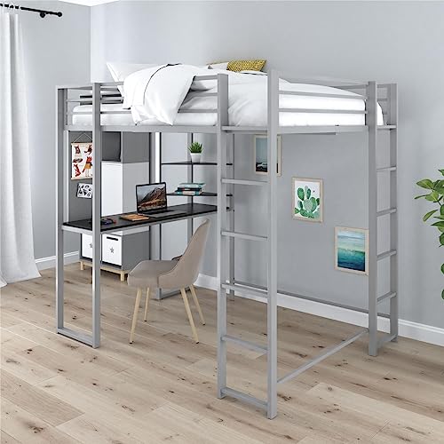 DHP Adobe Loft Bed, Silver, Full