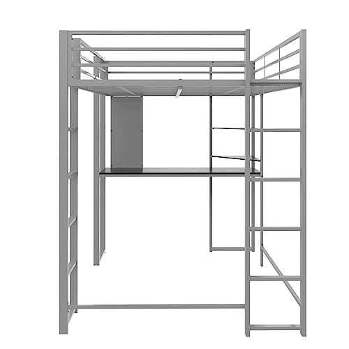 DHP Adobe Loft Bed, Silver, Full