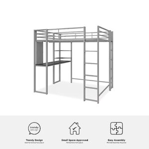 DHP Adobe Loft Bed, Silver, Full