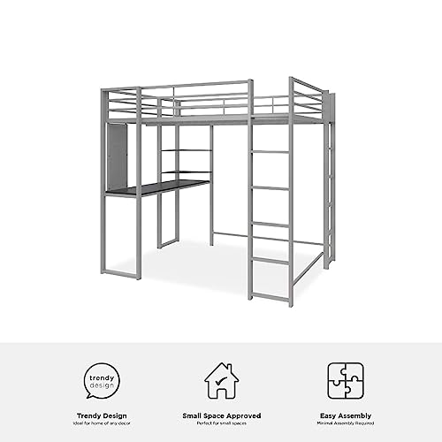 DHP Adobe Loft Bed, Silver, Full