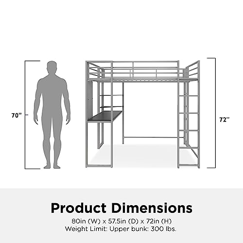 DHP Adobe Loft Bed, Silver, Full