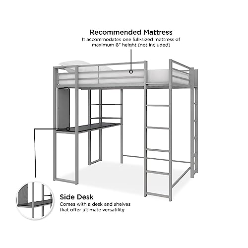 DHP Adobe Loft Bed, Silver, Full