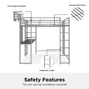 DHP Adobe Loft Bed, Silver, Full