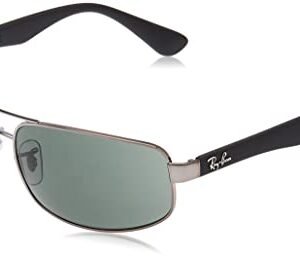 Ray-Ban Men's RB3445 Rectangular Sunglasses, Gunmetal/Dark Green, 64 mm