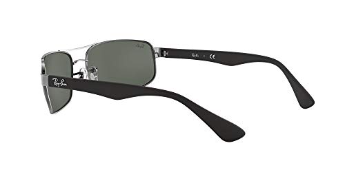 Ray-Ban Men's RB3445 Rectangular Sunglasses, Gunmetal/Dark Green, 64 mm