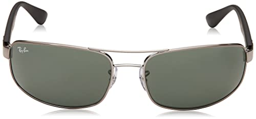 Ray-Ban Men's RB3445 Rectangular Sunglasses, Gunmetal/Dark Green, 64 mm