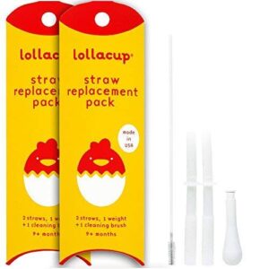 lollaland lollacup straw replacement kit - (2 pack) - includes 4 straws, 2 weights & 2 cleaning brushes - made in usa - bpa/bps/pvc/phthalate free - dishwasher safe