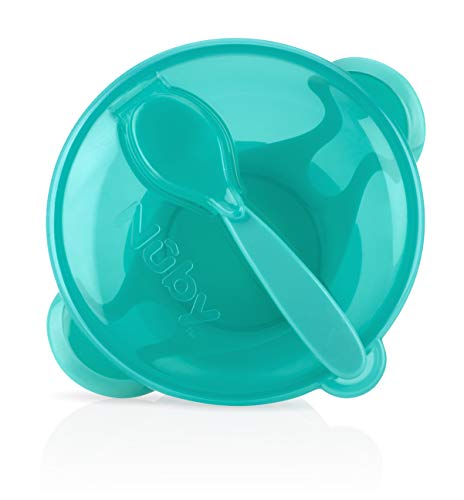 Nuby Easy Go Suction Bowl with Lid and Snap-in Spoon, Colors May Vary