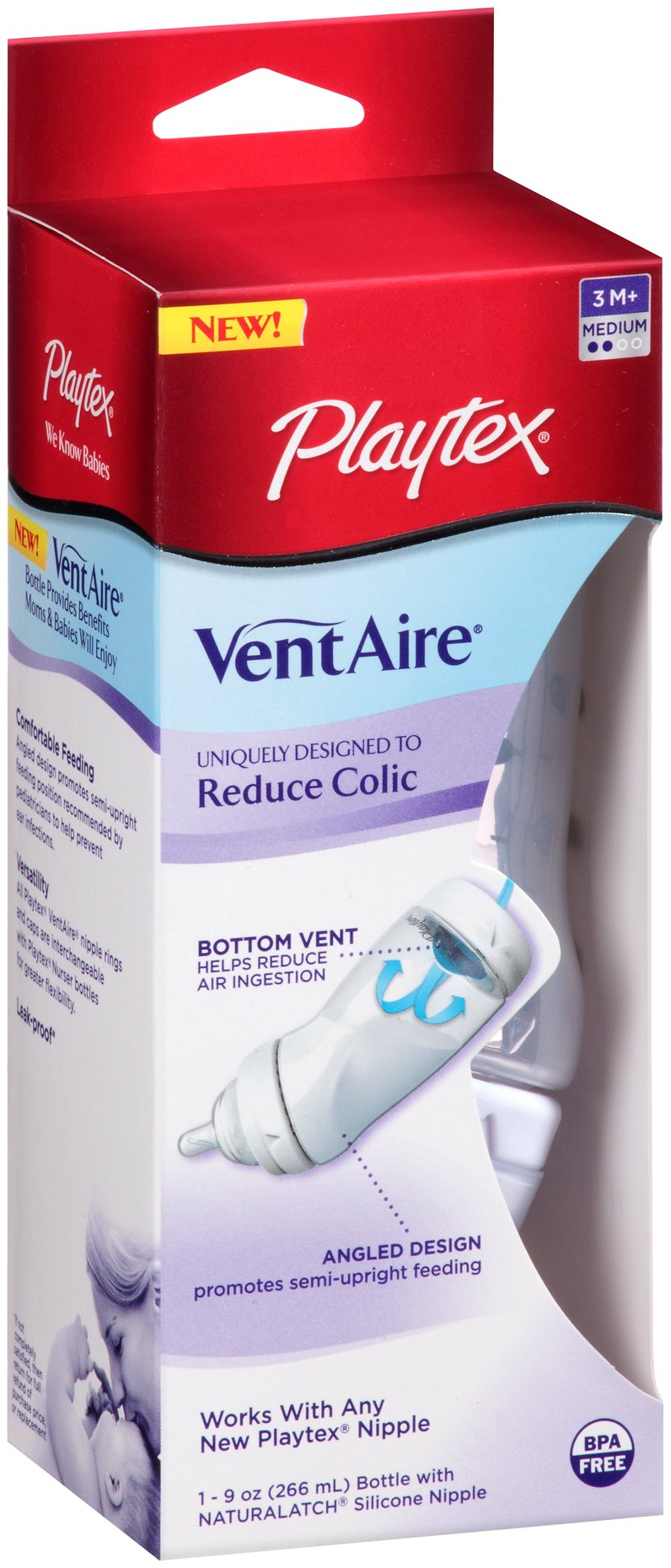 Playtex VentAire Advanced Wide Bottle, 9 Ounce (Discontinued by Manufacturer)