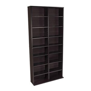 atlantic oskar adjustable media cabinet - holds 464 cds, 228 dvds or 276 blu-rays, 12 adjustable and 4 fixed shelves pn in espresso