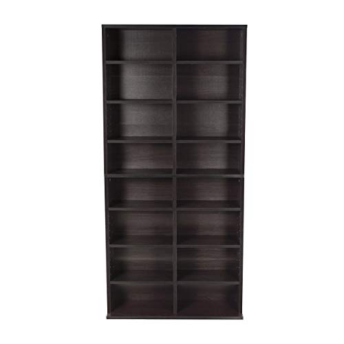 Atlantic Oskar Adjustable Media Cabinet - Holds 464 CDs, 228 DVDs or 276 Blu-rays, 12 Adjustable and 4 fixed shelves PN in Espresso