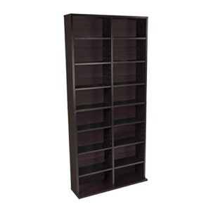 Atlantic Oskar Adjustable Media Cabinet - Holds 464 CDs, 228 DVDs or 276 Blu-rays, 12 Adjustable and 4 fixed shelves PN in Espresso