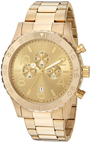 Invicta Men's 1270 Specialty Chronograph Gold Dial 18k Gold Ion-Plated Stainless Steel Watch