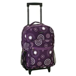 rockland double handle rolling backpack, purple pearl, 17-inch