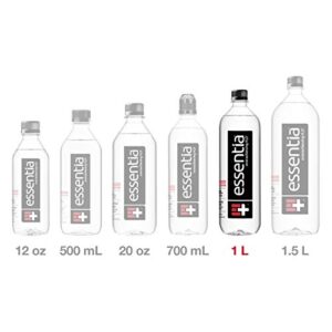 Essentia Bottled Water, 1 Liter, 12-Pack, Ionized Alkaline Water:99.9% Pure, Infused With Electrolytes, 9.5 pH Or Higher With A Clean, Smooth Taste