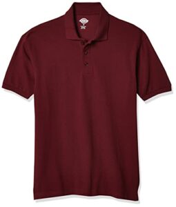 dickies men's short sleeve pique polo, burgundy, large