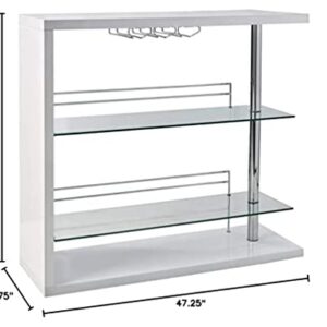 Coaster Home Furnishings Prescott Rectangular 2-Shelf Bar Unit Glossy White