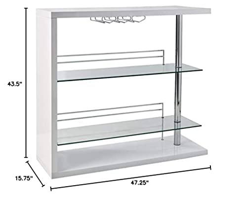 Coaster Home Furnishings Prescott Rectangular 2-Shelf Bar Unit Glossy White