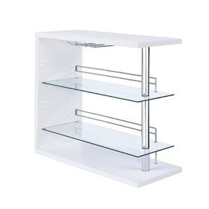 Coaster Home Furnishings Prescott Rectangular 2-Shelf Bar Unit Glossy White