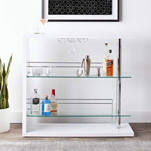 Coaster Home Furnishings Prescott Rectangular 2-Shelf Bar Unit Glossy White