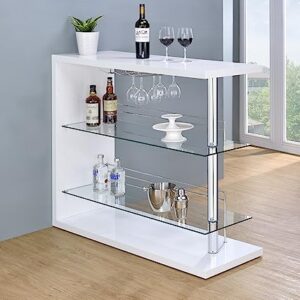 Coaster Home Furnishings Prescott Rectangular 2-Shelf Bar Unit Glossy White