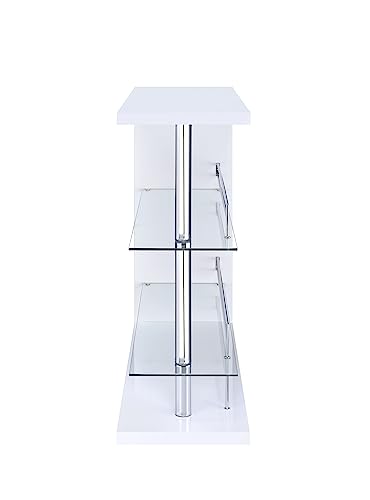 Coaster Home Furnishings Prescott Rectangular 2-Shelf Bar Unit Glossy White