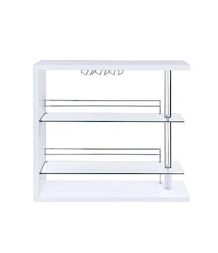 Coaster Home Furnishings Prescott Rectangular 2-Shelf Bar Unit Glossy White