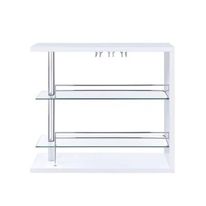 Coaster Home Furnishings Prescott Rectangular 2-Shelf Bar Unit Glossy White