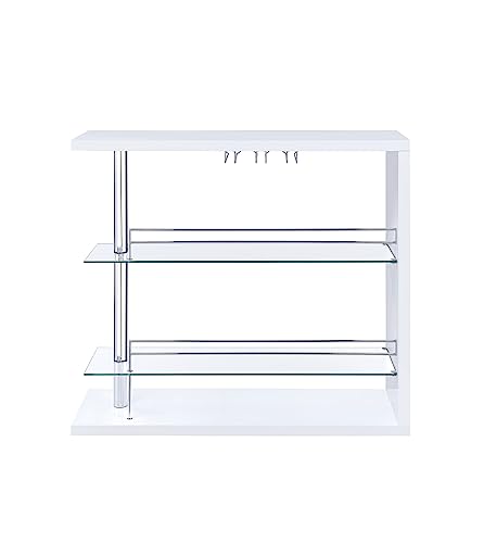 Coaster Home Furnishings Prescott Rectangular 2-Shelf Bar Unit Glossy White