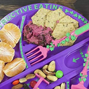 Constructive Eating Plate and Utensils Set Garden Fairy - Made in USA - Toddler Dinnerware, Kids Dinnerware and Utensils Set for Ages 1-3, Toddler Utensils 2 and 3 Year Old, Divided Toddler Plates