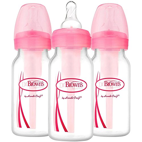 Dr. Brown's Baby Bottle, 4 Ounce, 3-Count - Pink