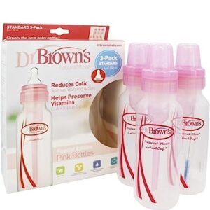 Dr. Brown's BPA Free Baby Bottles 8 Oz. - Pink - 3 Pack