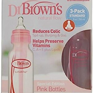 Dr. Brown's BPA Free Baby Bottles 8 Oz. - Pink - 3 Pack