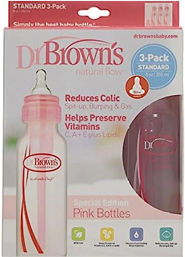 Dr. Brown's BPA Free Baby Bottles 8 Oz. - Pink - 3 Pack