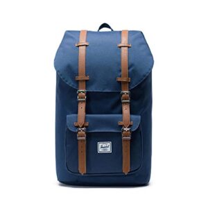 herschel little america laptop backpack, navy/tan synthetic leather, classic 25.0l