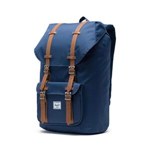 Herschel Little America Laptop Backpack, Navy/Tan Synthetic Leather, Classic 25.0L