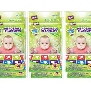 Mighty Clean Baby Disposable Placemat - Super Sticky Toddler and Infant Mat for Feeding on The Go, 24 Count Value Pack (6 Packages of 4 placemats Each)