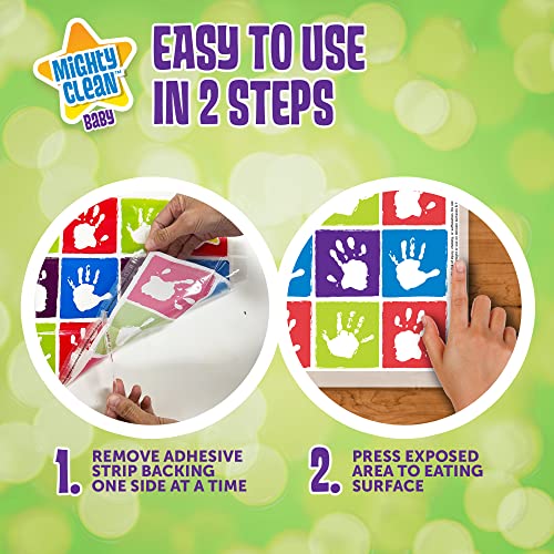 Mighty Clean Baby Disposable Placemat - Super Sticky Toddler and Infant Mat for Feeding on The Go, 24 Count Value Pack (6 Packages of 4 placemats Each)