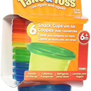 The First Years Take and Toss Snack Containers with Lids, 4.5 Ounce (Pack of 6)