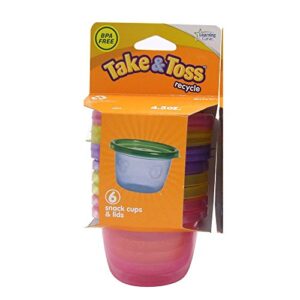 The First Years Take and Toss Snack Containers with Lids, 4.5 Ounce (Pack of 6)