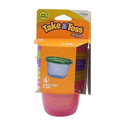 The First Years Take and Toss Snack Containers with Lids, 4.5 Ounce (Pack of 6)