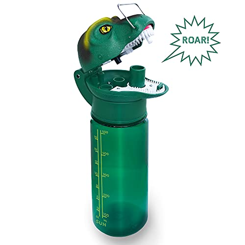 Sun Company RoarBottle T-Rex - Roaring Dinosaur Water Bottle for Kids | Cool Realistic TRex Roar | Spill and Leak-Proof BPA Free Tritan WaterBottle for Children