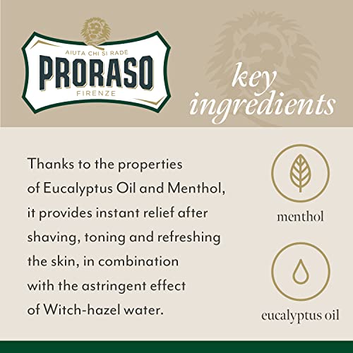 Proraso After Shave Lotion for Men, Refreshing and Toning with Menthol and Eucalyptus Oil, 3.4 Fl Oz (Pack of 1)