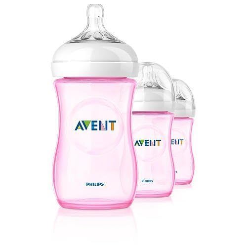 Philips Avent Natural PP Pink 9-Ounce Baby Bottles (Pack of 3)