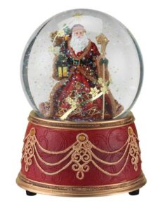 roman santa with snowflakes musical we wish you a merry christmas 100mm snow globe