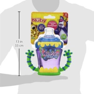 Nuby Plastic Two-Handle iMonster No-Spill Super Spout Cup, 7 Ounce