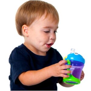 Nuby Plastic Two-Handle iMonster No-Spill Super Spout Cup, 7 Ounce